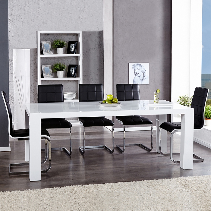 Design Esstisch YORK Weiß Hochglanz 180cm portofrei günstig kaufen cagü ...